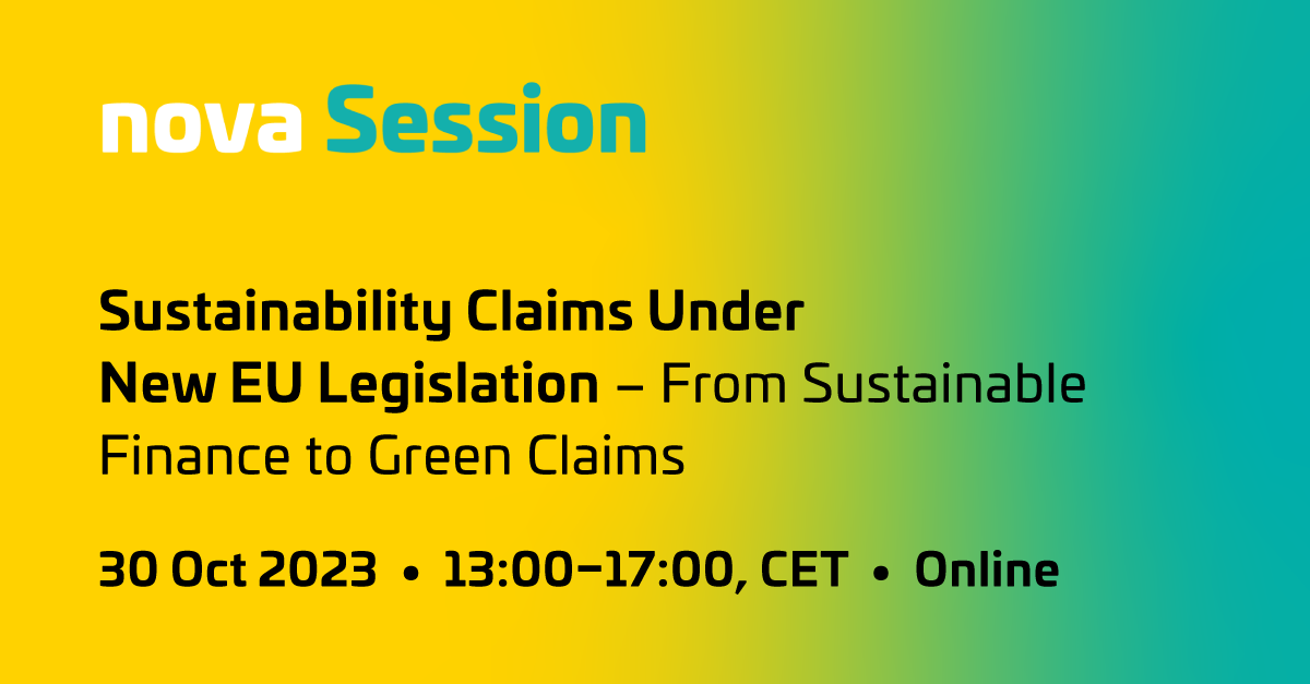 Program - nova-Session: Sustainability Claims under New EU Legislation – From Sustainable ...